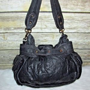 Gianni Bini | Bags | Gianni Bini Black Leather Shoulder Bag Hobo Tote ...